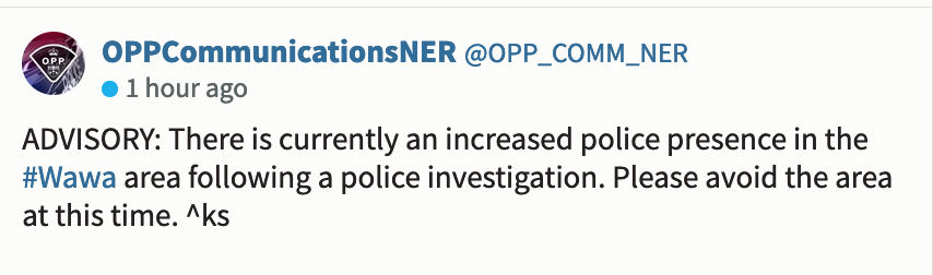 Vague warning from OPP – Updated 10:15 – Wawa-news.com