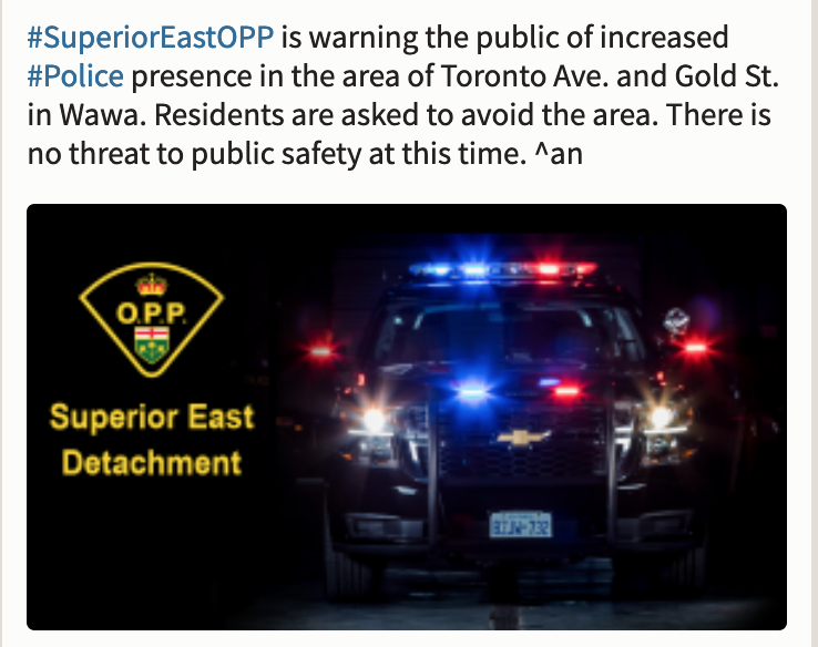 Vague warning from OPP – Updated 10:15 – Wawa-news.com