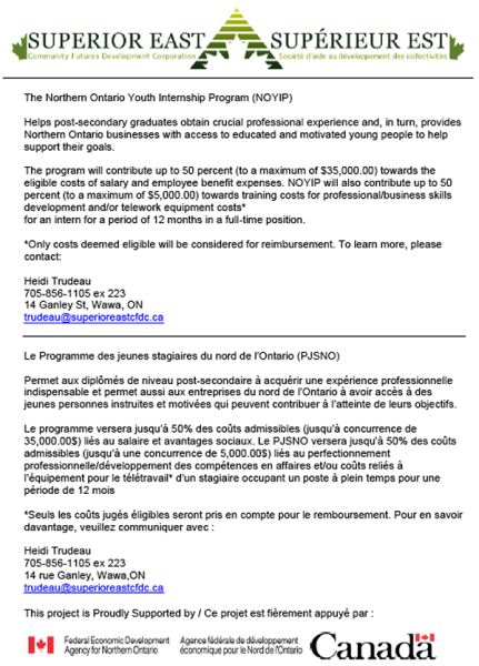 Northern Ontario Youth Internship Program – Wawa-news.com
