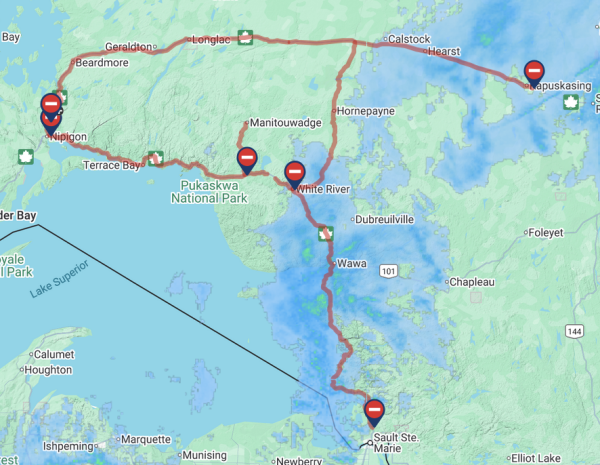 Hwy Closures (17, 11, 631, 614) UPDATED 00:05 – Wawa-news.com