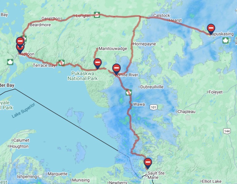 Hwy Closures (17, 11, 631, 614) UPDATED 00:05 – Wawa-news.com